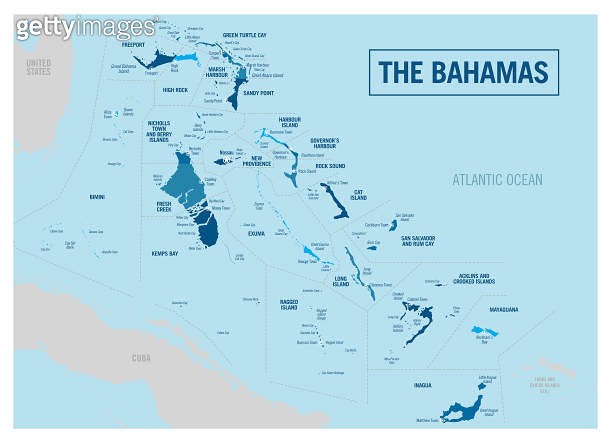 Bahamas Islands country political map. Detailed vector illustration ...