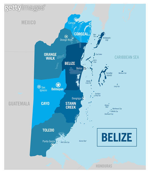 Belize country political map. Detailed vector illustration with ...