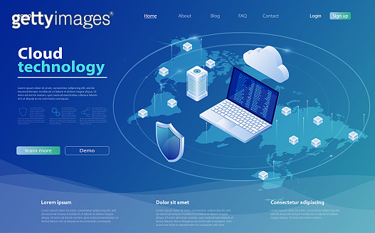 Cloud Computing Concept. Cloud storage isometric vector illustration. Online computing ...