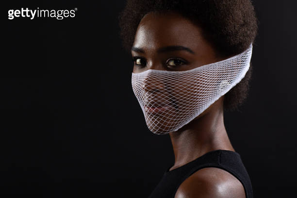 Closeup portrait of african american woman fashion model wearing ...
