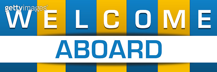 Welcome Aboard Yellow Blue Boxes White Horizontal Text 이미지 (1354851779 ...