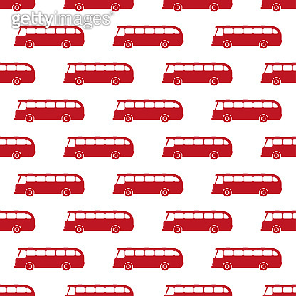 Red passenger buses isolated on white background. Side view. Monochrome ...