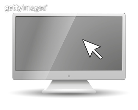computer monitor with arrow pointer or cursor icon. Template of display ...
