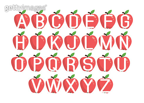 Apple font, alphabet on apples, vector, illustration (1324088934) 일러스트 ...