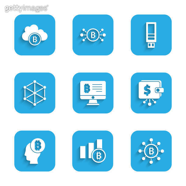 Set Mining bitcoin from monitor, Pie chart infographic, Blockchain technology Bitcoin ...
