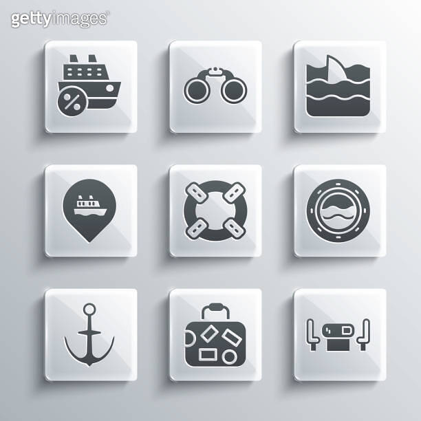 Set Suitcase, Poker table, Ship porthole with seascape, Lifebuoy ...