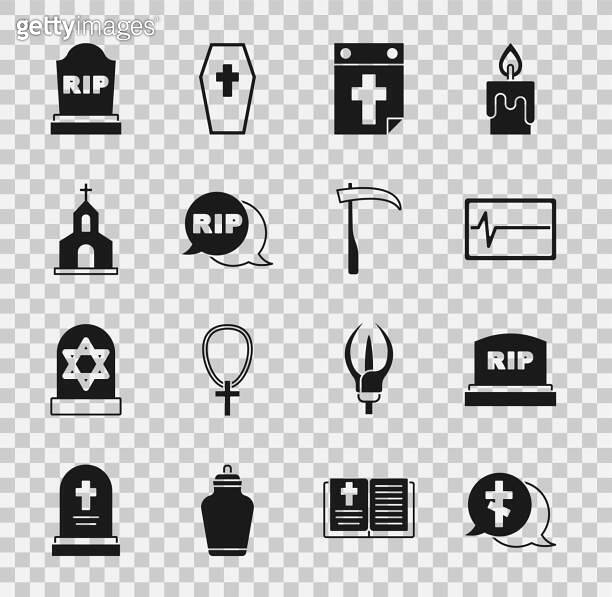 Set Grave with cross, Tombstone RIP written, Beat dead in monitor ...