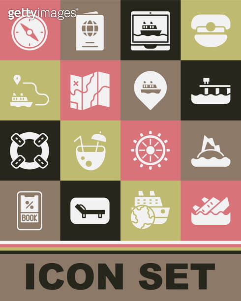 Set Sinking cruise ship, Tropical island ocean, Beach pier dock, Cruise ...