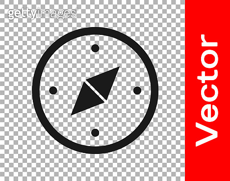 Black Compass icon isolated on transparent background. Windrose ...