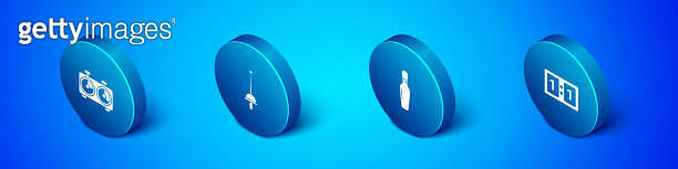 Set Isometric Time chess clock, Bowling pin, Sport mechanical ...