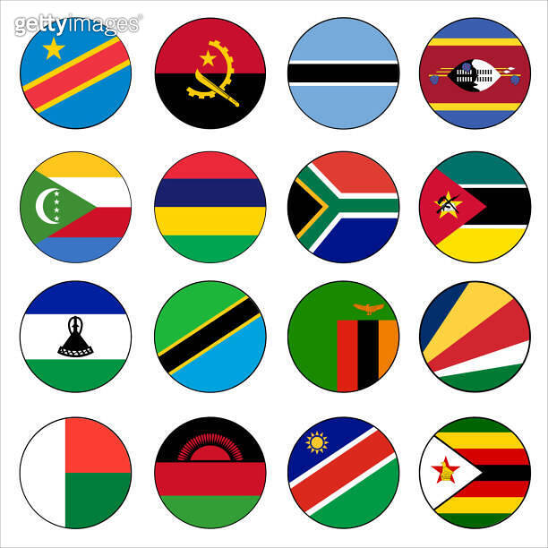 South African Development Community (SADC) Circle Flag Country Icon Set ...