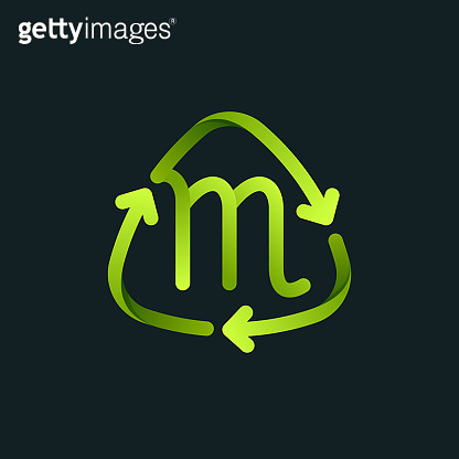 Recycling symbol with M letter line logo. 이미지 (1315138477) - 게티이미지뱅크