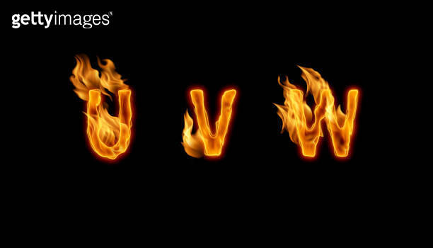 3d alphabet, letters made of Fire, UVW, 3d rendering 이미지 (1327511352 ...
