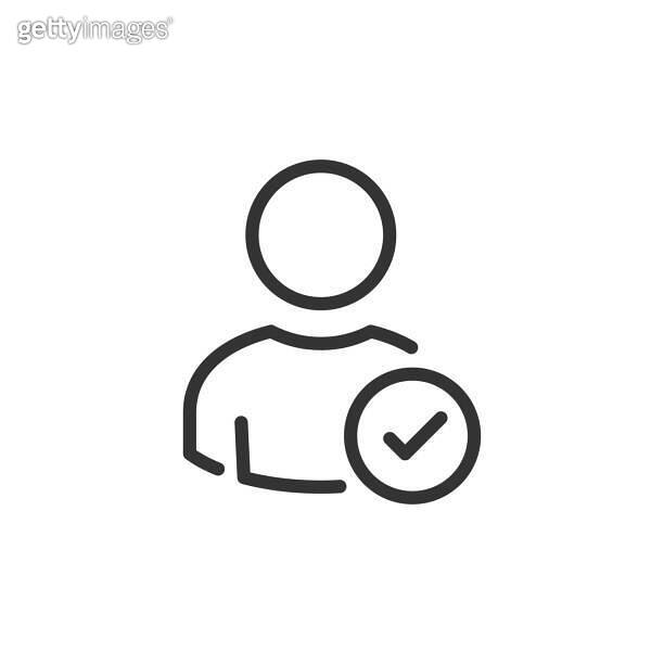 User account accepted symbol with tick, approved or applied person sign ...