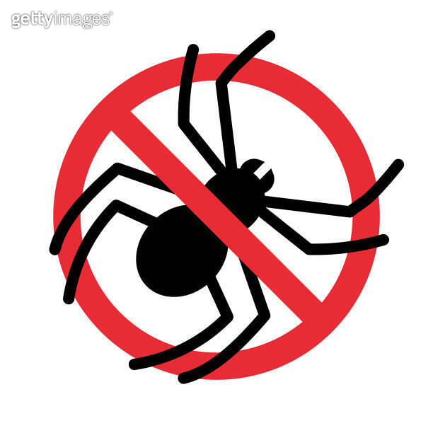 No spiders with ban sign. Anti tarantula pest control ban, prohibition ...