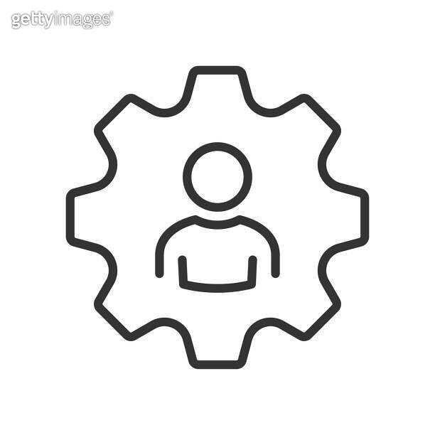Profile setting icon. Setting employee gear single isolated icon 이미지 ...