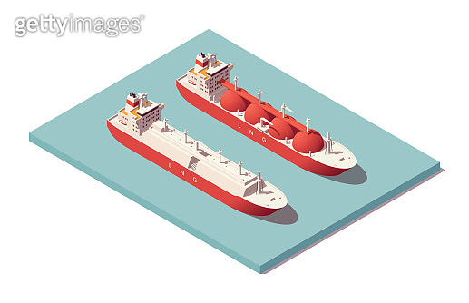 Isometric low poly lng tankers set. Vector illustrator. Collection ...