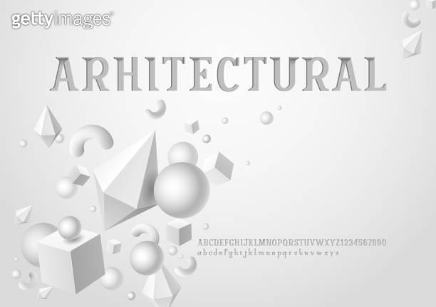 Trendy 3d slab serif font, modern alphabet with shadow, uppercase and ...