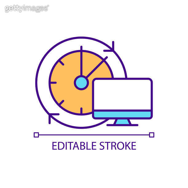 Operating system updates installation time RGB color icon 이미지 ...