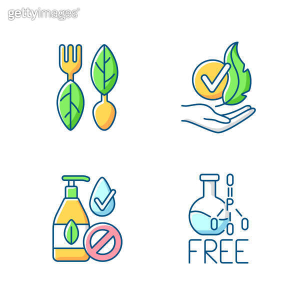 Natural cosmetics RGB color icons set 이미지 (1301748224) - 게티이미지뱅크