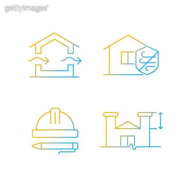 Standards for residential construction gradient linear vector icons set 이미지 (1343323750) - 게티이미지뱅크