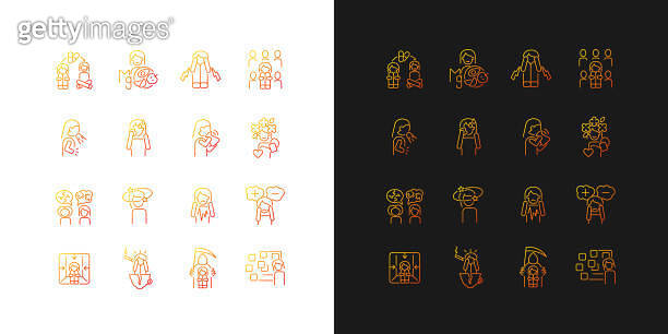 Panic disorder gradient icons set for dark and light mode 이미지 (1347905875) - 게티이미지뱅크