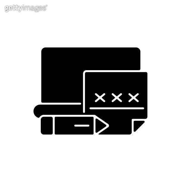 Using post it to remember password black glyph icon 이미지 (1345548280 ...