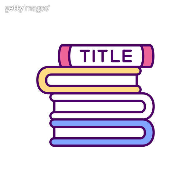 Stack of books with title RGB color icon. 이미지 (1304186830) - 게티이미지뱅크