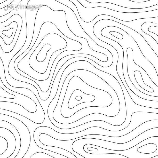 Topographic line pattern, map landscape background above view. Vector ...