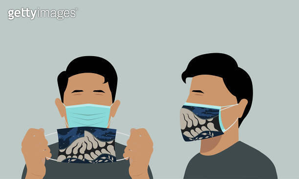 Demonstration of How to Wear Double Mask by A Man During The Covid-19 ...