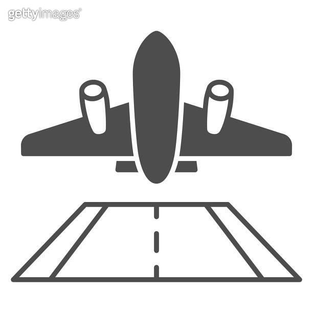 Airplane take off solid icon, airlines concept, take off plane vector ...