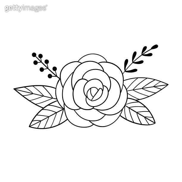 Flower wreath. Flower Border. Outline drawing. Line vector illustration ...