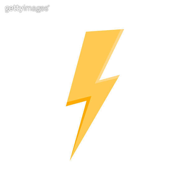 Thunder icon. Yellow thunderbolt isolated on white background ...