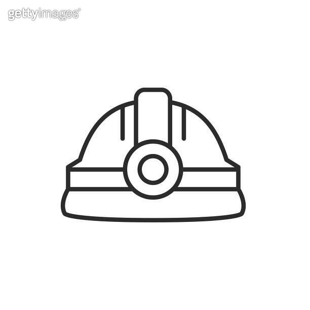 Miner Helmet icon. Crypto miner symbol. Thin line miner helmet isolated ...