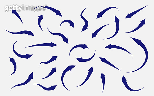 Calligraphic blue arrow curved cursor set vector (1315938176) 일러스트, 무료 ...
