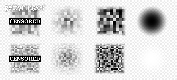 Censorship elements of various types, censored bar and pixel censor ...