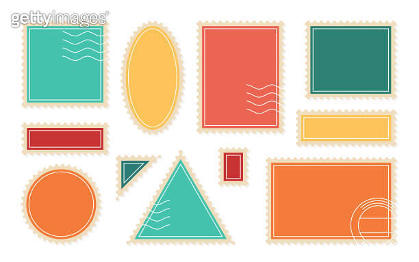 Vintage colored blank postage stamp mark icon set (1355753265) 일러스트, 무료 ...