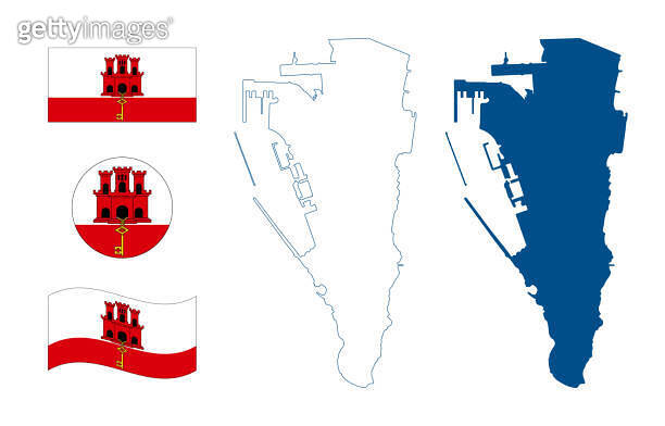 Gibraltar map. Detailed blue outline and silhouette. British Overseas ...