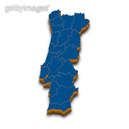 Portugal map vector. High detailed administrative 3D map of Portugal ...