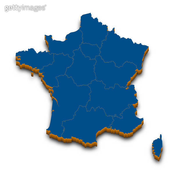 France map vector. High detailed administrative 3D map of France with ...
