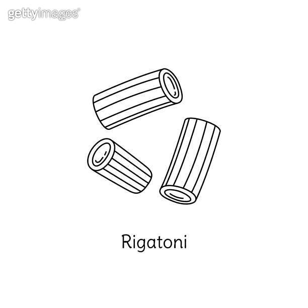 Rigatoni pasta illustration. Vector doodle sketch. Traditional Italian ...