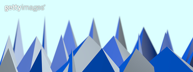 The city of the pyramids. Low poly mountains peaks. Shards, icicle ...