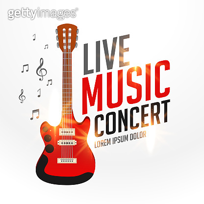 live music cover template with realistic guitar 이미지 (1300646389) - 게티이미지뱅크