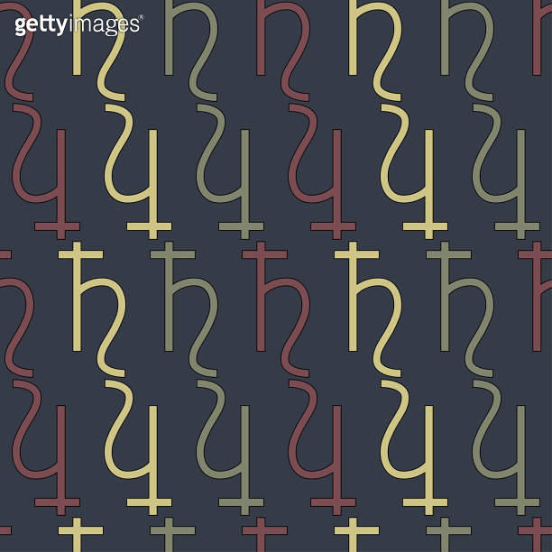 Saturn symbol. Seamless pattern astronomical symbol of the planet ...