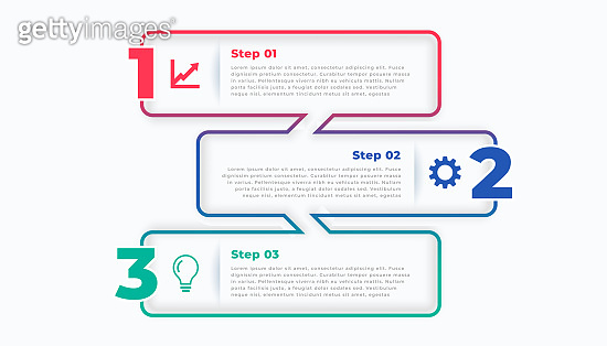three steps line stylish infographic template (1310579850) - 게티이미지뱅크