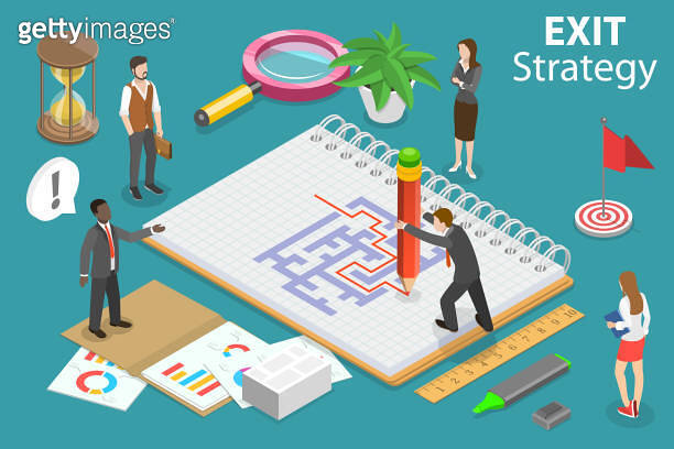 3D Isometric Flat Vector Conceptual Illustration of Exit Strategy 이미지 ...
