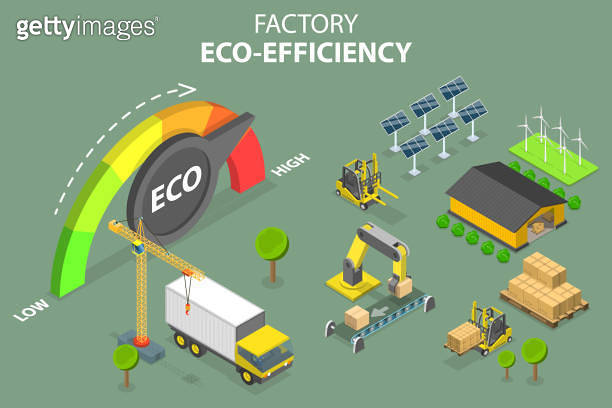 3D Isometric Flat Vector Conceptual Illustration of Factory Eco ...