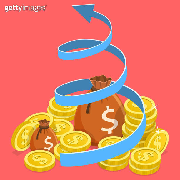 3D Isometric Flat Vector Conceptual Illustration of Income Growth. 이미지 ...