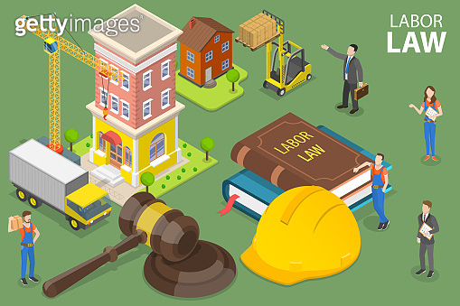 3D Isometric Flat Vector Conceptual Illustration of Labor Law. 이미지 ...
