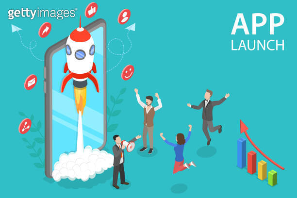 3D Isometric Flat Vector Conceptual Illustration of App Launch 이미지 ...